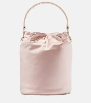 Staud Leather-trimmed Satin Bucket Bag - Pink
