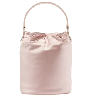 Staud Leather-trimmed Satin Bucket Bag - Pink