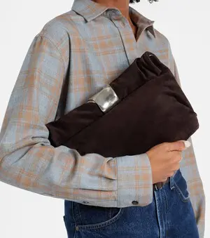 Staud Cuff Suede Clutch - Brown