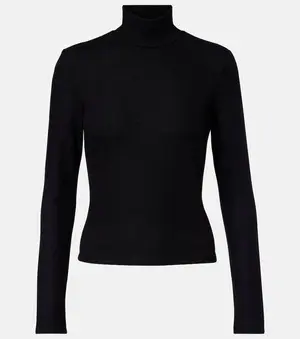 LESET Lauren Turtleneck Jersey Top - Black