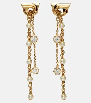 FERRAGAMO Gancini Embellished Drop Earrings - Gold