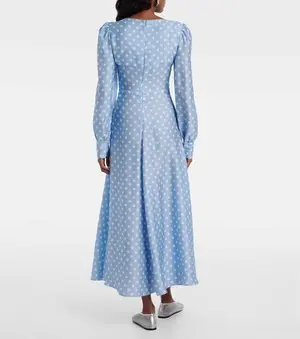 Posse Tilly Polka-dot Satin Midi Dress