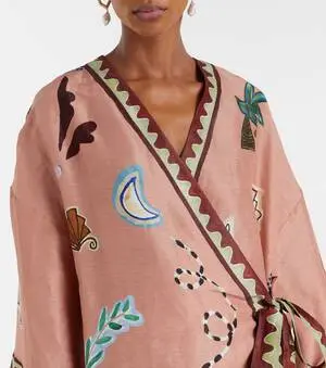 ALEMAIS Alémais Linen And Silk-blend Wrap Midi Dress