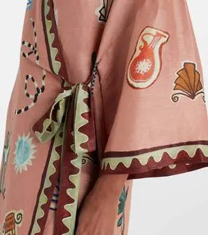 ALEMAIS Alémais Linen And Silk-blend Wrap Midi Dress
