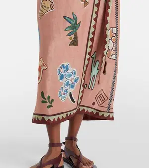 ALEMAIS Alémais Linen And Silk-blend Wrap Midi Dress