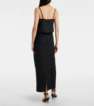 Posse Salma Embroidered Cotton Maxi Skirt - Black