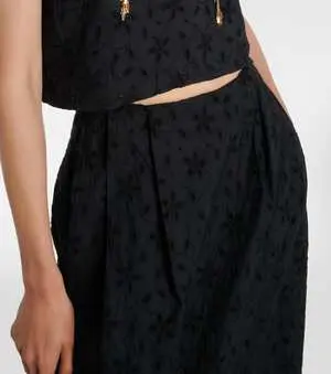 Posse Salma Embroidered Cotton Maxi Skirt - Black