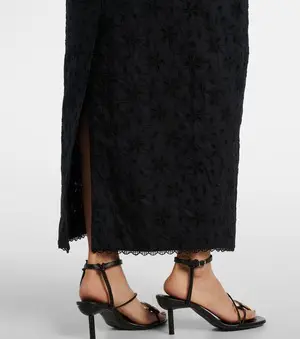 Posse Salma Embroidered Cotton Maxi Skirt - Black