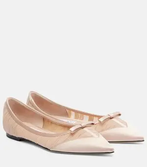 JIMMY CHOO Love Mesh And Satin Ballet Flats - Pink