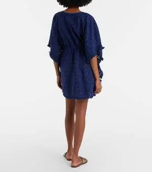 Melissa Odabash Ivy Broderie Anglaise Cotton Kaftan - Blue