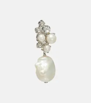 Givenchy Crystal And Pearl Asymmetric Earrings - Silver