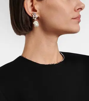 Givenchy Crystal And Pearl Asymmetric Earrings - Silver