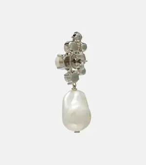 Givenchy Crystal And Pearl Asymmetric Earrings - Silver