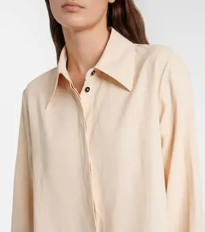 JIL SANDER Oversized Linen Shirt Dress - Pink