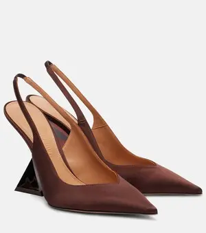 Attico Satin Slingback Wedges - Brown