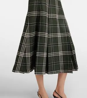EMILIA WICKSTEAD Kensie Checked Wool-blend Midi Skirt