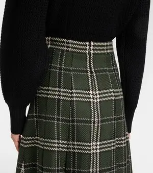 EMILIA WICKSTEAD Kensie Checked Wool-blend Midi Skirt