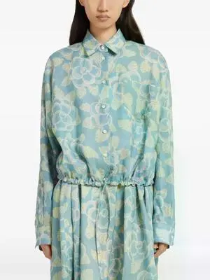 Marni Drawstring Floral Ramie Shirt