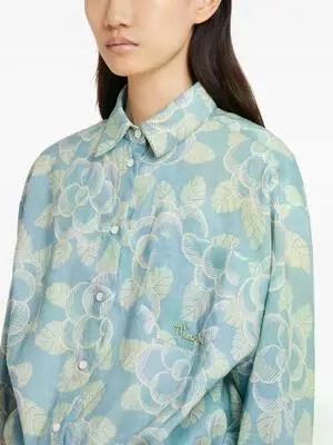 Marni Drawstring Floral Ramie Shirt
