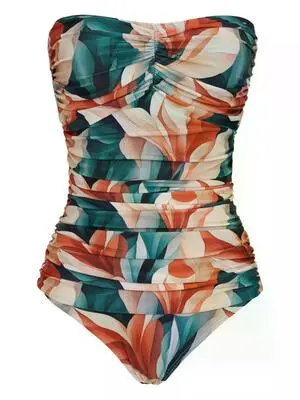 LYGIA & NANNY Printed Ruched Swimsuit - Green