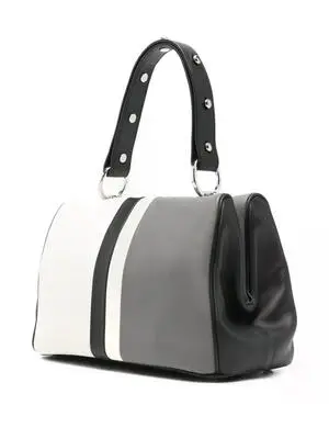 Prada Striped-detail Studded Tote Bag - Grey