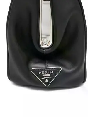 Prada Striped-detail Studded Tote Bag - Grey