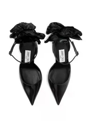 JIMMY CHOO Marja 100 Bow Ankle-strap Pumps - Black