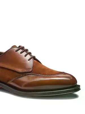 Santoni Suede-panelled Derby Shoes - Brown