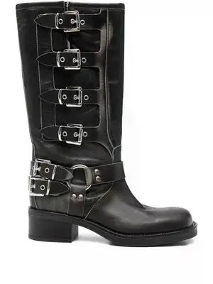 Gisel Moire Mid Heel Boots For Women