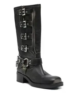 GISEL MOIRE 50mm Buckle-detail Boots