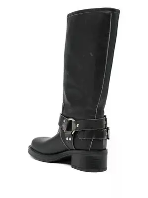 GISEL MOIRE 50mm Buckle-detail Boots