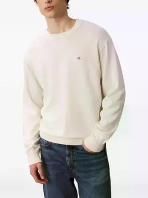 Calvin Klein Logo-detail Crew-neck Sweater - Neutrals