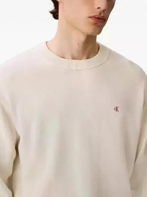 Calvin Klein Logo-detail Crew-neck Sweater - Neutrals