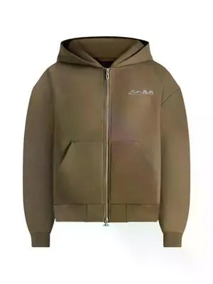 Manière De Voir Signature Relaxed Fit Zip Hoodie - Green