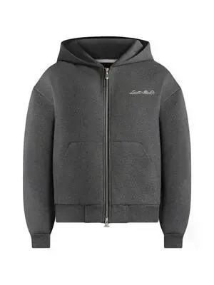 Manière De Voir Signature Relaxed Fit Zip Hoodie - Grey