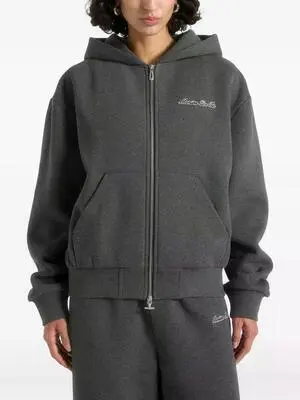 Manière De Voir Signature Relaxed Fit Zip Hoodie - Grey