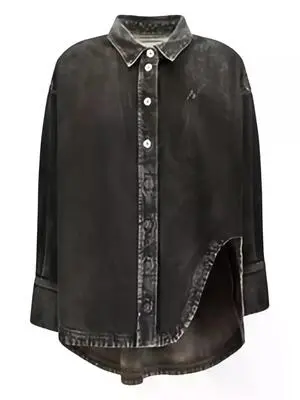 Attico Asymmetric Denim Shirt - Grey