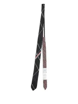 Thom Browne Plaid-jacquard Neck Tie - Black