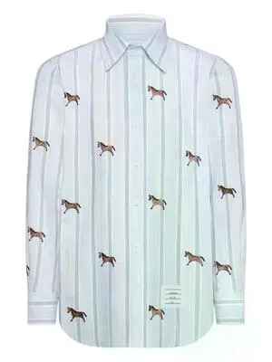 Thom Browne Button-fastening Horse-pattern Shirt