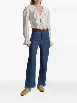 Alberta Ferretti Fringed-hem Jeans
