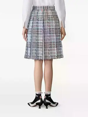 Thom Browne Plaid Pleated Midi Skirt - Blue