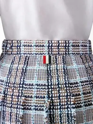 Thom Browne Plaid Pleated Midi Skirt - Blue