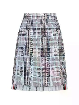 Thom Browne Plaid Pleated Midi Skirt - Blue