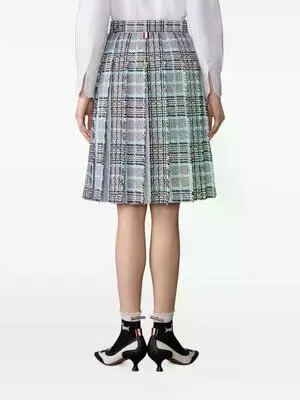 Thom Browne Plaid Pleated Midi Skirt - Blue