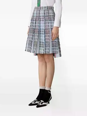 Thom Browne Plaid Pleated Midi Skirt - Blue