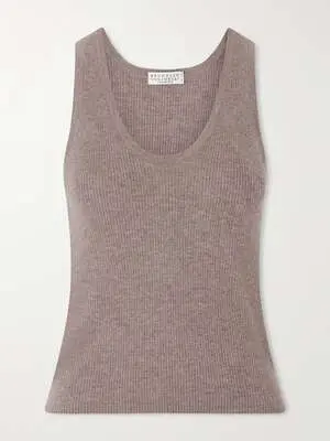 Brunello Cucinelli Ribbed Lurex Tank - Light Brown