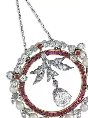 LB EXCLUSIVE 18k Yellow Gold, Platinum, Diamond, And Ruby Necklace