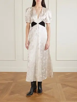 Gabriela Hearst Larkin Belted Floral-jacquard Silk-satin Maxi Dress