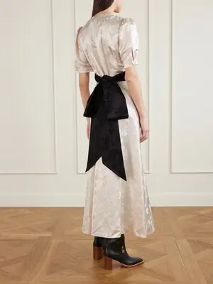 Gabriela Hearst Larkin Belted Floral-jacquard Silk-satin Maxi Dress