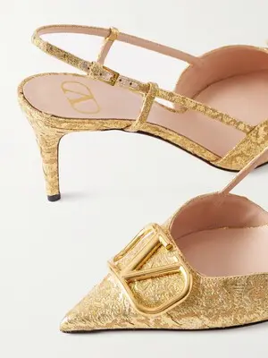 Valentino Garavani Vlogo Embellished Slingback Pumps